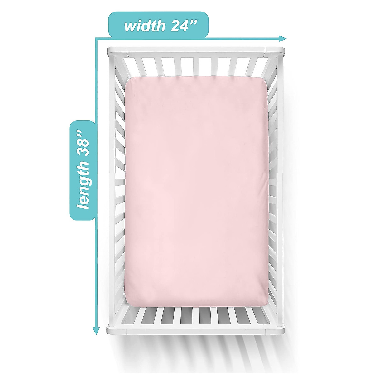 American Baby Company 2 Pack Fitted Mini Crib Sheet 24" x 38", Soft Breathable Neutral 100% Cotton Jersey Portable Sheet, Pink, for Boys and Girls, Fits Most Pack N Play Mattresses