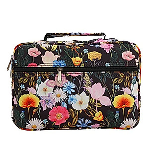 Bible Cover for Women, Bible Carrying Case with Zipper Pocket, Twill Oxford Bible Bag Book Bag Case for Standard Size Bible Book (Black Floral)