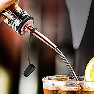 Stainless Steel Liquor Pour Spouts Set, Liquor Bottle Pourers with Rubber Dust Caps for Pours Liquid, Olive Oil, Wine, Vinegar, Cocktail and Whisky (Rose Gold-12 PCS)