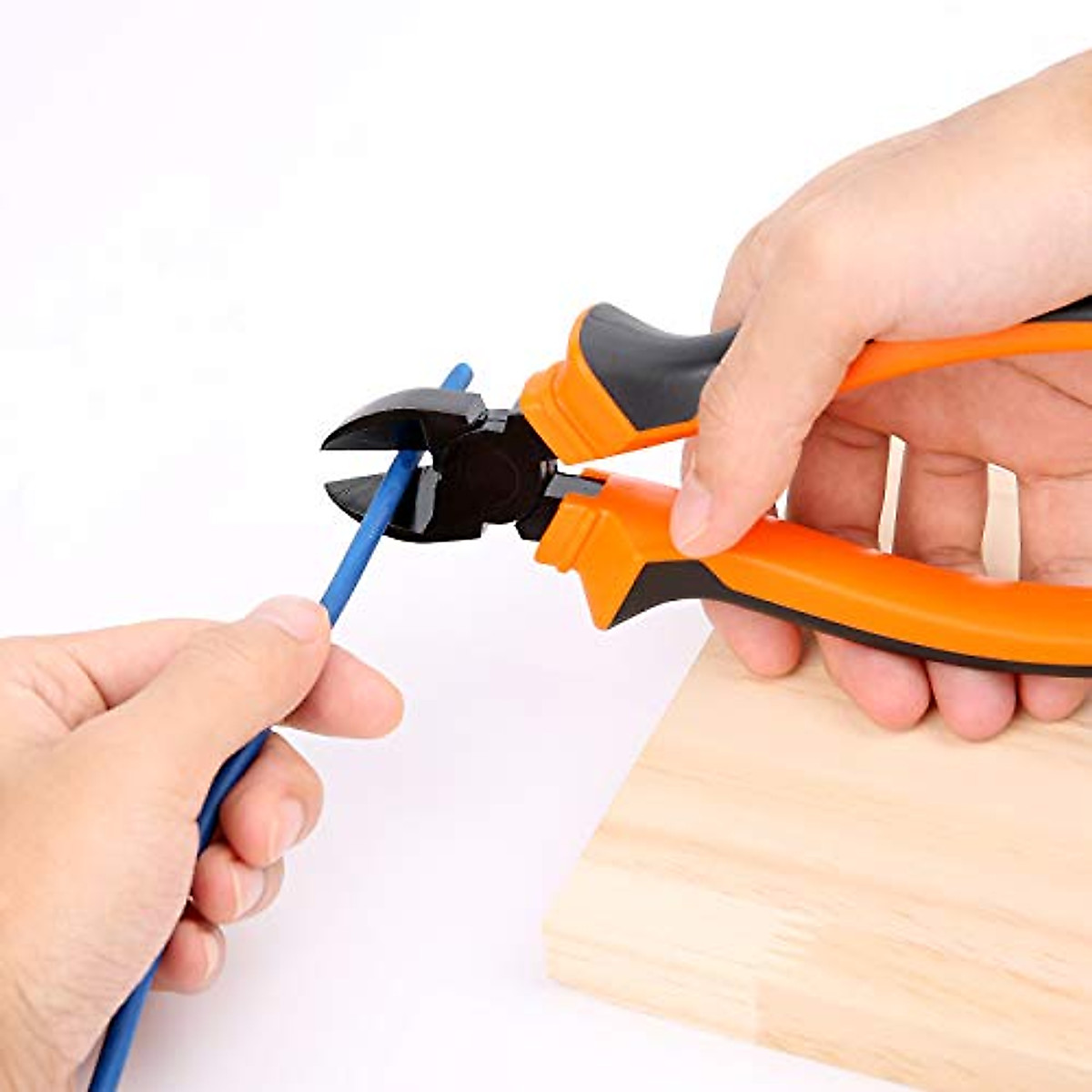 BOENFU Wire Cutters Electrical Heavy Duty CRV Steel, Comfort Grip Diagonal Cutting Pliers for Crafting, Floral Wire, Chicken Wire, Artificial Flowers, Orange, 7.5 Inches