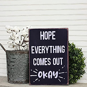 Noilk Funny Bathroom Decor Signs,Rustic Farmhouse Cute Restroom Washroom Home Decor For Shelf,Western Modern Room Wood Decorations Wall Art Accessories,Office Relex Sayings Box Sign Black