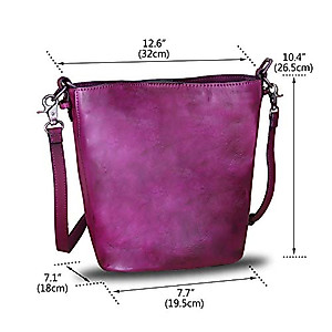 Genuine Leather Shoulder Bag Purses Handbags for Women Top Handle Satchel Bags Lady Crossbody Shoulder Tote Bags (Purple)