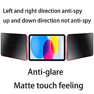 BWEDXEZ Privacy Anti-Glare Screen Protector Anti-Spy Soft Film Suit for iPad 2022 10.9 inch Matte Anti-Peeping