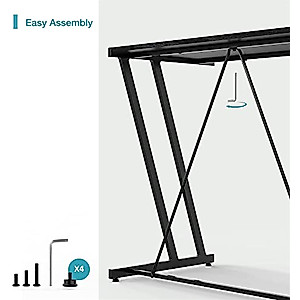Computer Desk Mehoom Study Desk for Home Office, Writing Desk for Small Space Office, Modern Simple Design Laptop Desk, Small Computer Table, 35.4" Black Corner Desk