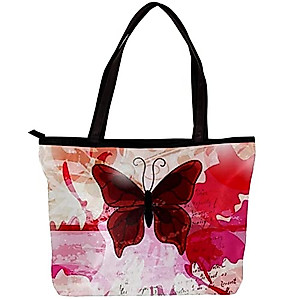 Tote Bag Women Satchel Bag Handbag Stylish Tote Handbag for Women Hobo Bag Fashion Crossbody Bag, Vintage Butterfly Red