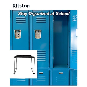 Kitston Metal Locker Shelf for School, Gym, or Work, Stackable, Use Also Under Sink and in Cabinets (Black)