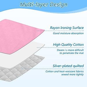 Kigai Plain Carnation Pink Solid Color Ironing Mat - with 3mm Padding & Silicone Iron Rest, Quilting & Travel Portable Ironing Pad, Quilted Washer Dryer Heat Resistant Pad 47 X 27.6 Inch