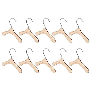 TEHAUX 10pcs Dog Cloth Hangers Pet Wood Racks Home Pet Costume Racks Doll Hangers, Non- Slip Clothes Hangers for Pet (Size S, 14cm)