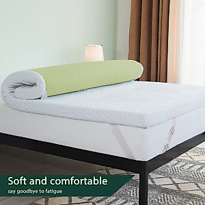 CHUN YI Cooling Memory Foam Mattress Topper for California King Size Bed, 3 Inch Soft Mattress Pad with Removable Cover
