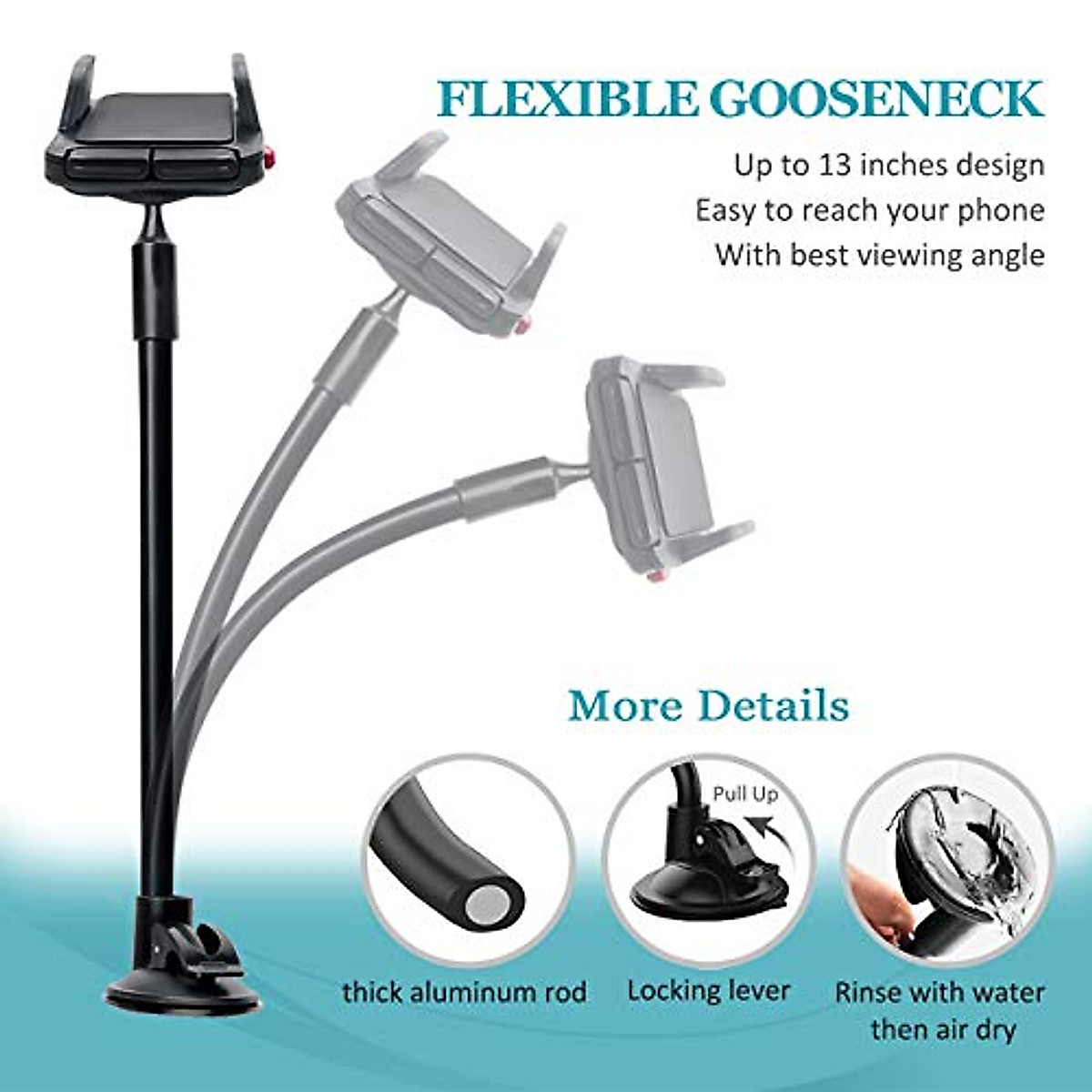 Newward Car Phone Mount, Universal Long Arm Windshield Handsfree Phone Holder for Car Compatible iPhone 14 Pro/13/12/11/Xs/XR/X/8 Plus, Galaxy S20/S10/S9/S9 /Note 10/S8, Huawei and More