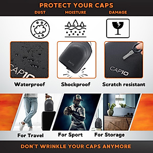 CAP10 Premium Hat Travel Case & Box - Superior Vegan Leather Cap Carrier & Organizer for Baseball Caps, New Era | Stylish Travel Hat Box for Ultimate Storage & Protection, Detachable Eyewear Box
