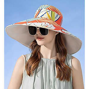 Super Wide Brim Sun Hat for Women Packable Reversible Double-Side-Wear Hats UV Protection Summer Beach Bucket Cap Black