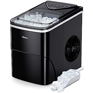 COMFEE 3.3 Cubic Feet Solo Series Retro Refrigerator Sleek Appearance HIPS Interior [Black] & Silonn Ice Makers Countertop, 9 Cubes Ready in 6 Mins, 26lbs in 24Hrs, Self-Cleaning Ice Machine