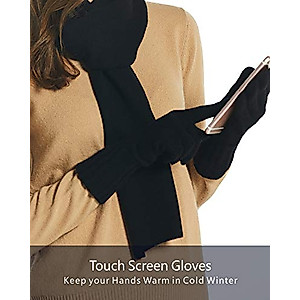 EURKEA Women’s 100% Pure Cashmere Scarf, Gloves, Beanie Hat Gift Box Set