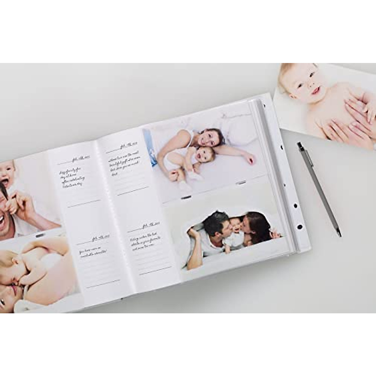 Pearhead Hello Baby Photo Album, Baby Book Keepsake for New and Expecting Parents, Gender-Neutral Baby Accessory, Holds 200 Photos, Black and Gold Polka Dot