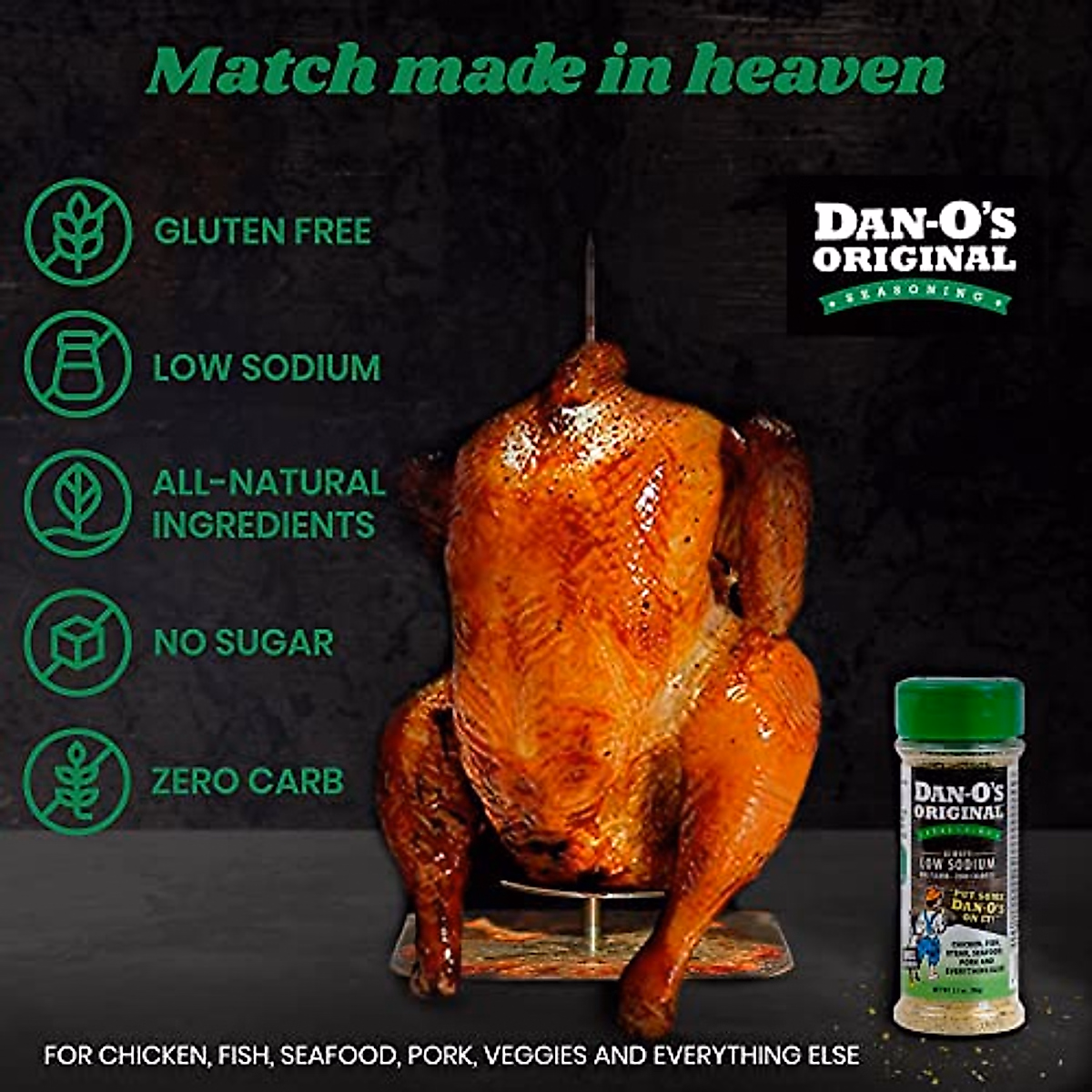 Stainless Steel Vertical Skewer Set - Grill Skewers for Al Pastor, Shawarma, Kebab, Gyro Meat, Rotisserie Chicken - 3 Removable Spikes, Silicone Brush & Danos Original Seasoning - US Company