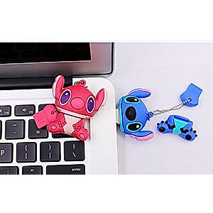 Novelty Stitch Pink Shape Design 16GB USB 2.0 Flash Drive Cute Memory Stick Stitch Thumb Drive Data Storage Pendrive Cartoon Jump Drive Gift (Stitch pink-16GB)