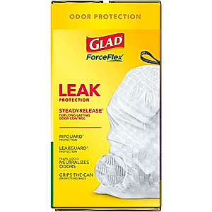 Glad ForceFlex Tall Kitchen Drawstring Trash Bags, 13 Gallon Trash Bag, Gain Lavender with Febreze Freshness, 110 Count
