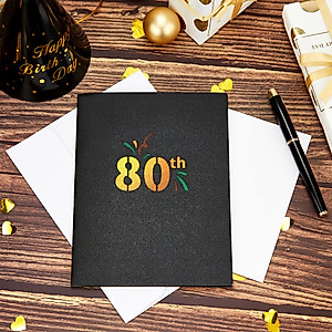 HOMANGA Happy 80th Birthday Pop Up Card, 80th Birthday Card with Note and Envelope, 80th Birthday Gifts for Husband, Wife, Men, Women, 80 Years 3D Pop Up Birthday Greeting Card 6" x 8"