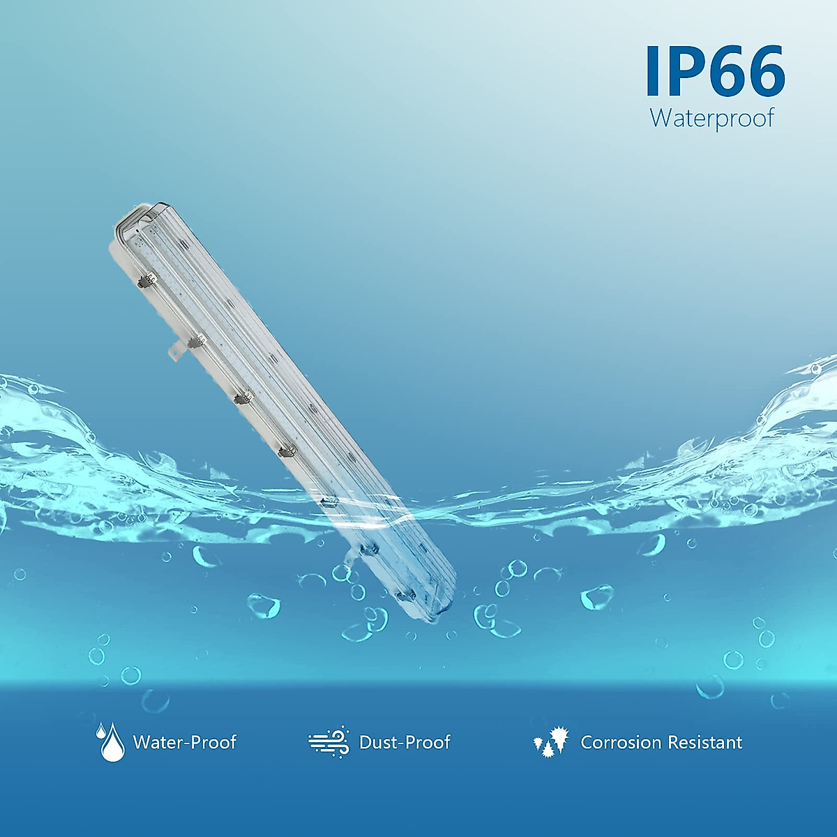 Sokply LED Explosion Vapor Proof Light ETL&UL844 Certified 60W 8400LM (300W HPS Eqv.), 4FT Class I Division II Hazardous Locations Industry Luminaires 0-10V Dimmable IP66 Waterproof, R4 Series