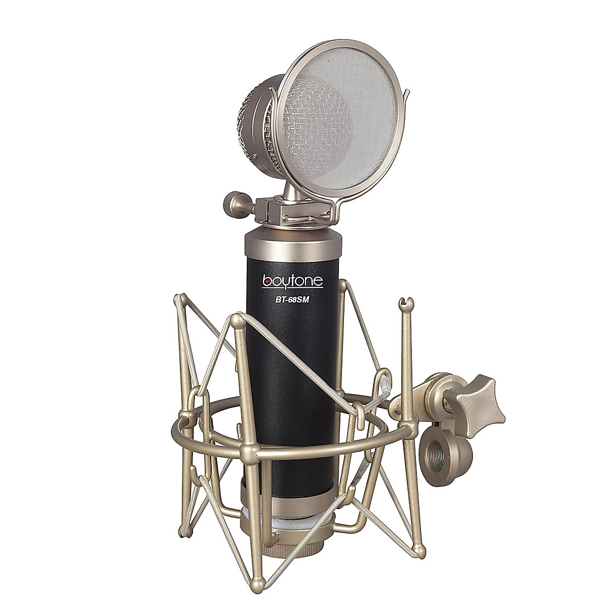 Boytone, Professional Studio Recording Podcast Condenser, Metal Shock Mount, Anti-Wind Cap (BT-68SM)