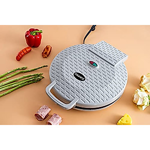 Courant Pizza Maker 12-inch Pizzas Machine, Newly improved Cool-touch Handle Non-Stick plates Pizza oven & Calzone Maker, Electric Countertop Oven for Home or School, 12” Indoor Grill/Griddle, Gray