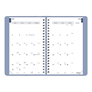 Blueline Essential Academic Weekly/Monthly Planner, 13 Months, July 2023 to July 2024, Twin-Wire Binding, Soft Vicuana Cover, 8" x 5", Cloud Blue (CA101F.02-24)