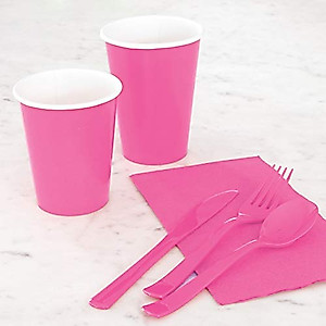 Hot Pink Solid Paper Cups Set - 9 oz (Pack of 8) - Elegant & Eco-Friendly Party Drinkware - Perfect for Birthdays, Showers, & Special Celebrations