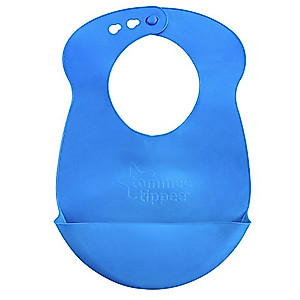 Tommee Tippee Easi-Roll Baby Bib, Crumb & Drip Catcher, Blue & Green - 7+ Months, 2 Count