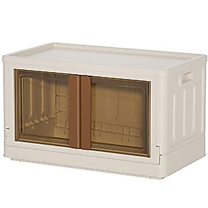 Storage Bins with Lids -76Quart Folding Storage Box,Plastic Storage Bins for Closet Organizer,Stackable Collapsible Storage Bins, Storage Containers for Organizing,Storage Box with Door