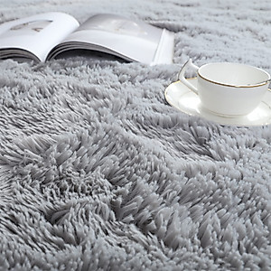 Vafodo Fluffy Bedroom Rug Carpet,8x10 Feet Shaggy Fuzzy Rugs for Bedroom,Soft Rug for Kids Room,Plush Nursery Rug for Baby,Solid Deep Grey Area Rugs for Living Room,Cute Room Decor for Girls Boys