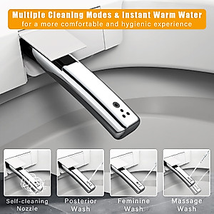 Liyarya Smart Bidet Toilet, Tankless Toilet with Built-in Bidet Seat, Modern Toilet with Foot Sensor Operation, Heated Seat, Auto Open/Close, Auto Flush, LED Light, Digital Display, Remote Control