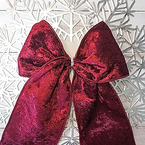 Wine (Burgundy) Velvet with Gold Metallic Backing Wired Ribbon 4 Inch x 10 Yards for Christmas Tree Topper Home Decoration Wreath Gift Wrapping DIY Craft