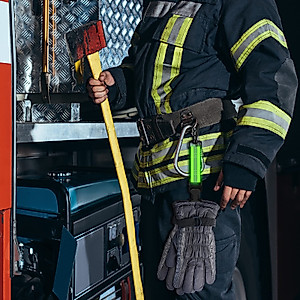 Shappy 2 Pieces Firefighter Glove Strap with Reflective Trim Firefighting Glove Safety Strap Turnout with Swivel Snap Hook Clip (Green)