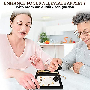 Zen Garden Kit for Desk, 6.4x6.4x0.5 Complete Relaxing Japanese Zen Gardens with Rake, Stable Sand Gardening Tray, with Rock Accessories as Home Tabletop Desktop Meditation Therapy Set Tools