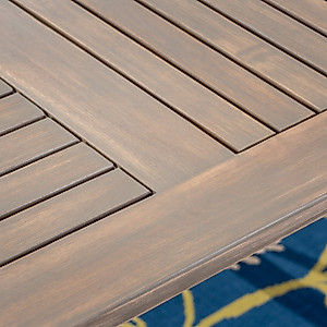 Christopher Knight Home 305157 Baia Outdoor Acacia Wood 70" Oval Dining Table, Gray Finish