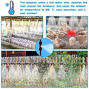 Misting Cooling System, Misters for Outside Patio Greenhouse Garden with 29.5FT(9M) Misting Hose, 10 Brass Mist Nozzles, 3/4" Brass Adapter (Black)