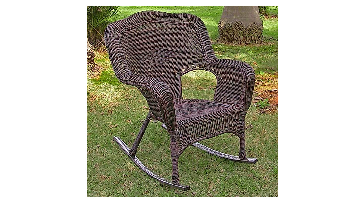 International Caravan Camelback Resin Wicker Outdoor Rocker