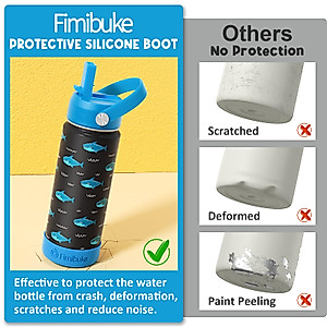 Fimibuke Insulated Water Bottle - 18oz BPA-FREE Kids Cup with Straw Double Wall Vacuum Tumbler 18/8 Stainless Steel Leak Proof Toddler Bottle for School Boys Girls (2 Pack, Rainbow/Mermaid)