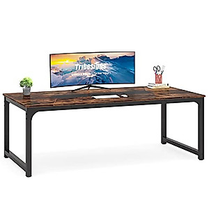 Tribesigns Modern Computer Desk, 78.7 x 39.4 inch X Large Executive Office Desk Computer Table Study Writing Desk Workstation for Home Office,Rustic/Black