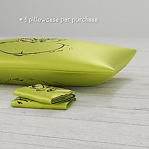 Franco Collectibles Grinch by Dr. Seuss Holiday Beauty Silky Satin Standard Pillowcase Cover 20x30 for Hair and Skin, (Official Licensed Product)