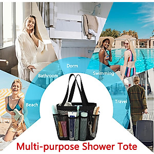 Fammart Mesh Shower Caddy Portable for College Dorm Room Essentials with 7 Upgraded Deeper Pockets, Quick-Dry Large Shower Basket Tote Bag with 2 Handles for Toiletry, Bathroom, Camp, Gym