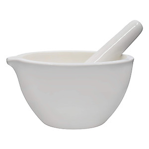 EISCO Porcelain Mortar & Pestle Set, 50oz (1500ml) - Unglazed Grinding Surface - Excellent for Kitchen or Laboratory - Grinds Powdered Chemicals, Herbs & Spices - Pill Crusher - White Labs