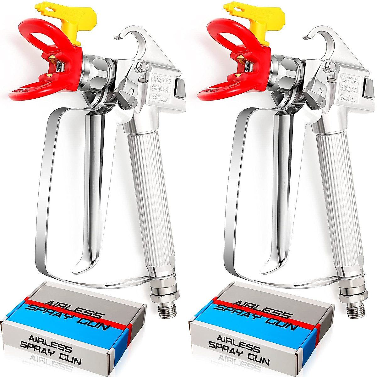 SG02 Airless Paint Spray Gun High Pressure 3600PSI 517 Tip Swivel Joint for Pump Sprayer Parts Accessories(2 Sets)