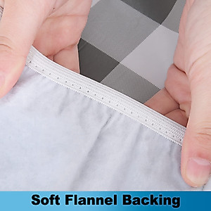 smiry Rectangle Table Cloth Cover, Elastic Waterproof Fitted Vinyl Table Covers for 4 FT Tables, Flannel Backed Buffalo Plaid Tablecloth for Picnic, Camping, Outdoor (White and Grey, 30 x 48 Inches)