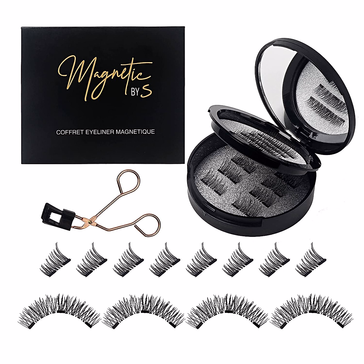 Magnetic Eyelashes without Eyeliner, 3 Pairs Natural Looking Magnetic Lashes without Eyeliner, 3D Effect Reusable Waterproof Fake Eyelashes with Tweezers, Easy to Wear, No Glue Needed