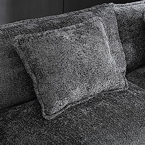 Oversized Modular Sectional Sofa with Movable Ottoman,Modern Comfy Chenille Double-Upholstered Boucle Cloud Couch, L Shaped Convertible Corner Sofa&Couches for Living Room, Bedroom, Apartment