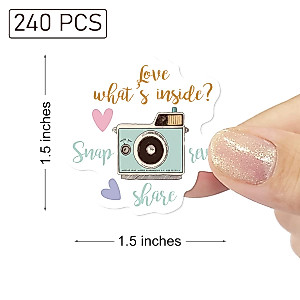 Wailozco 240 PCS Cute Camera Business Stickers,Funny Small Business Envelopes Stickers for Business Packages/Handmade Goods/Bags, Camera Theme Small Shop Business Stickers for Envelopes Seals