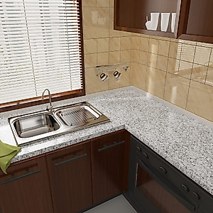 VEELIKE 15.7''x118'' Granite Contact Paper for Countertops Waterproof Self Adhesive Grey Granite Wallpaper Peel and Stick Countertops for Kitchen Bathroom Counter Top Removable Decorative Film Vinyl