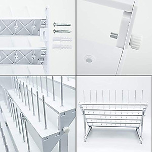 Sew Tech Thread Rack for 60 Spools or 30 Cones, Wall Mounted Large Thread Holder with Long Pegs, Bright White Plastic Thread Stand for Embroidery Serger Sewing Thread Storage and Hair Braiding